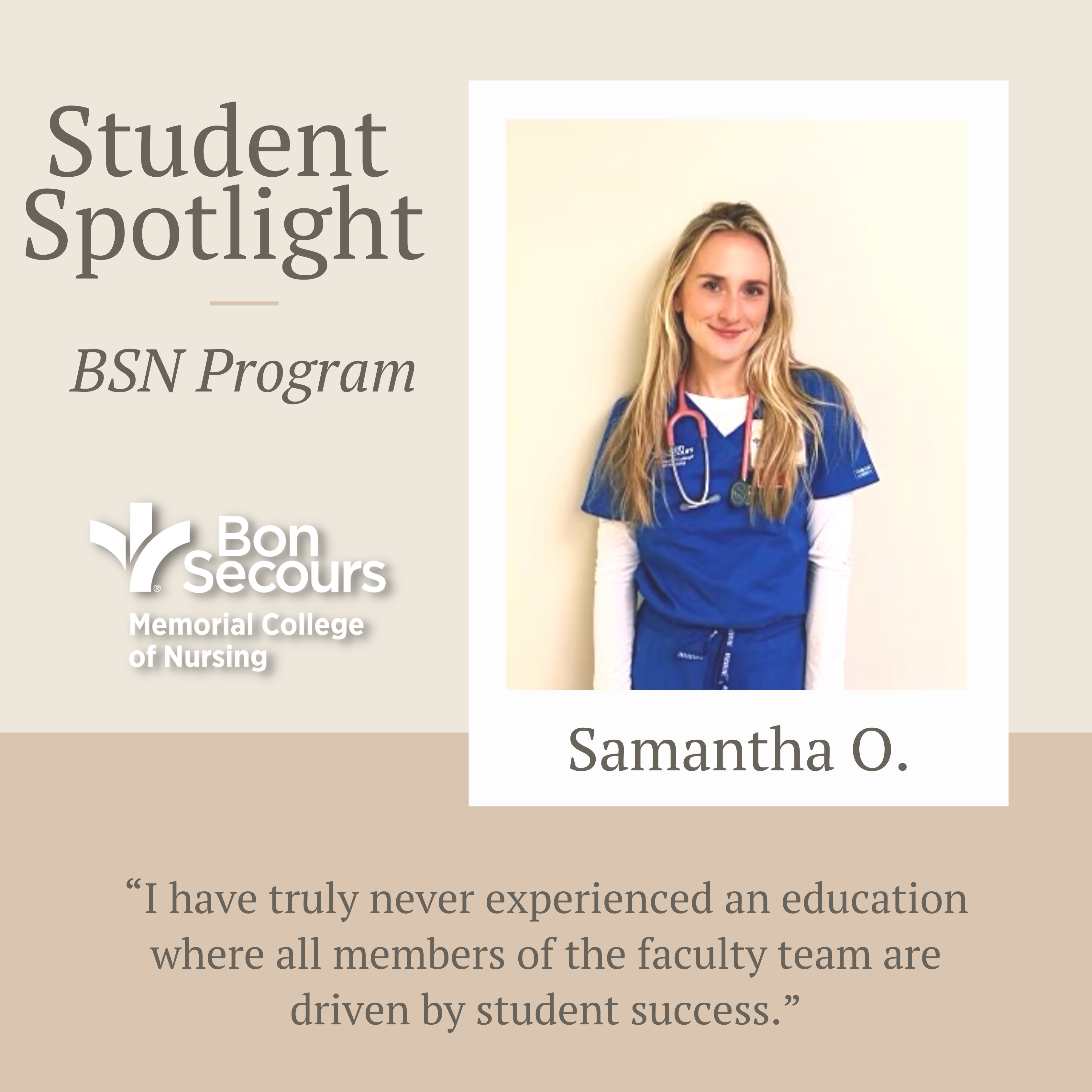 Student Spotlight: Samantha O. | Bon Secours Student Spotlight: Samantha O. | Bon Secours
